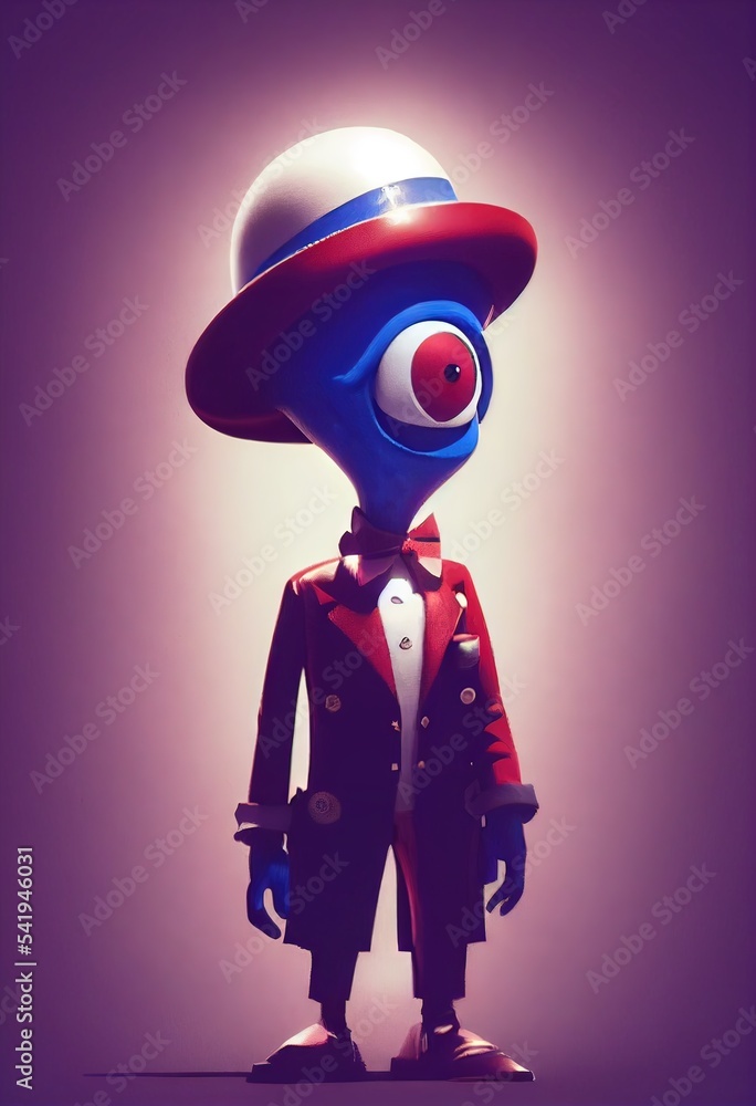 3D rendered computer generated image of Uncle Sam Alien in a cute ...