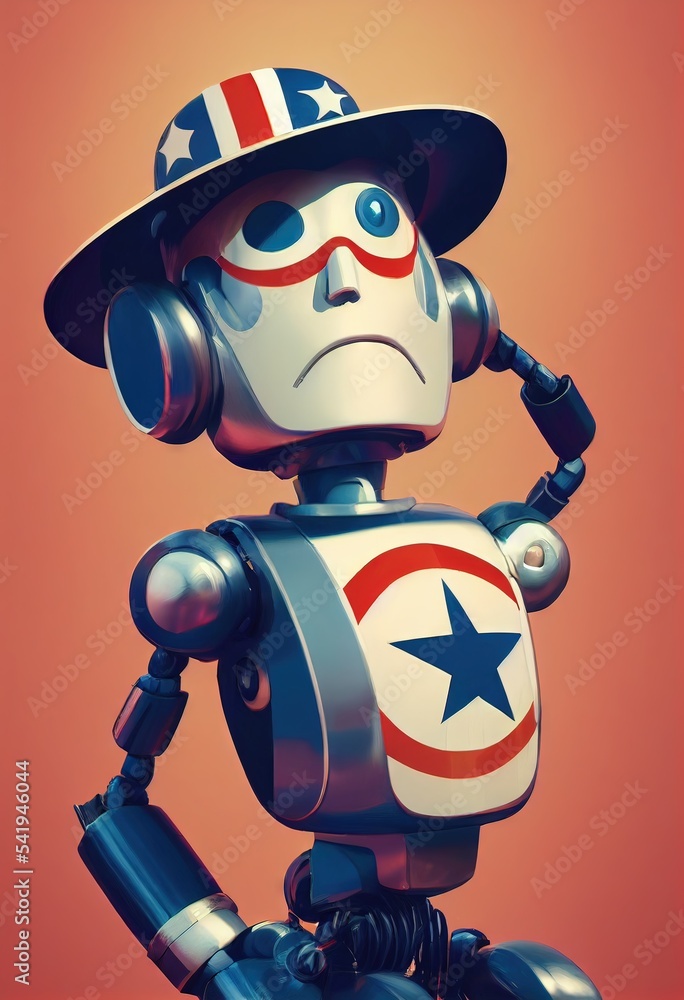 3D rendered computer generated image of Uncle Sam AI robot in a cute ...