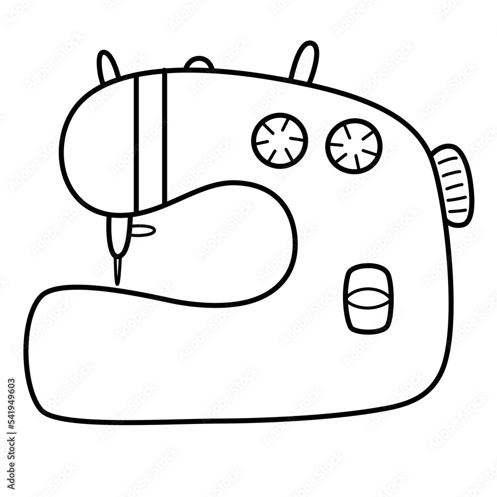 Sewing machine doodle illustrations, tailor equipment, vector ...