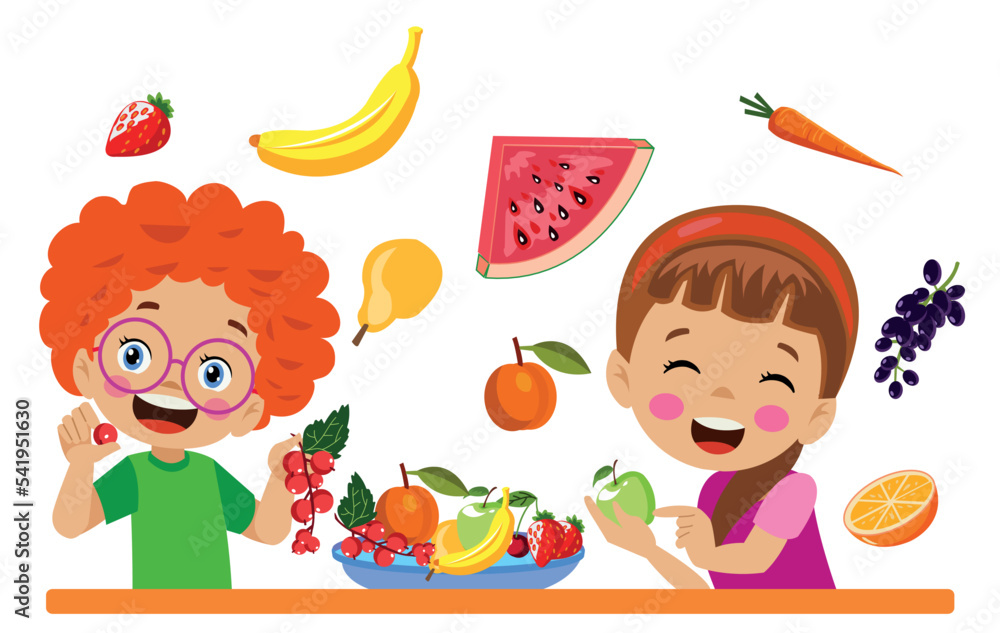 Kids Eating Vegetables Clipart