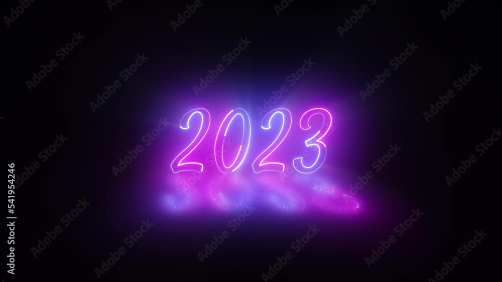 2022 Happy New Year neon light sign background ,Glowing, blinking 2022 ...