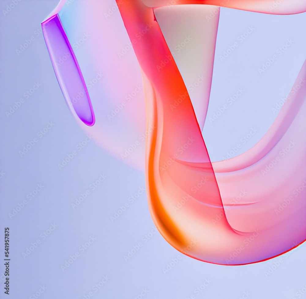 3D abstract art illustration of modern curved lines, wavy pattern in ...
