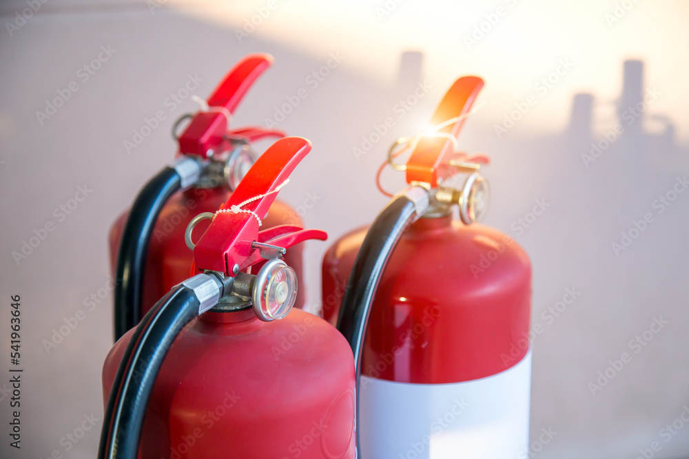 Red fire extinguisher tank for protection and prevent and safety rescue ...