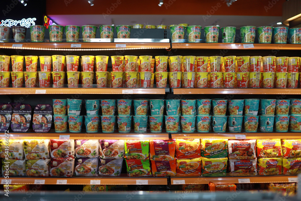 PENANG, MALAYSIA - 24 OCT 2022: Various choice of Asian instant noodle ...