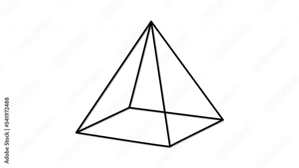 Pyramid, geometric shape outline self drawing animation. Alpha channel ...