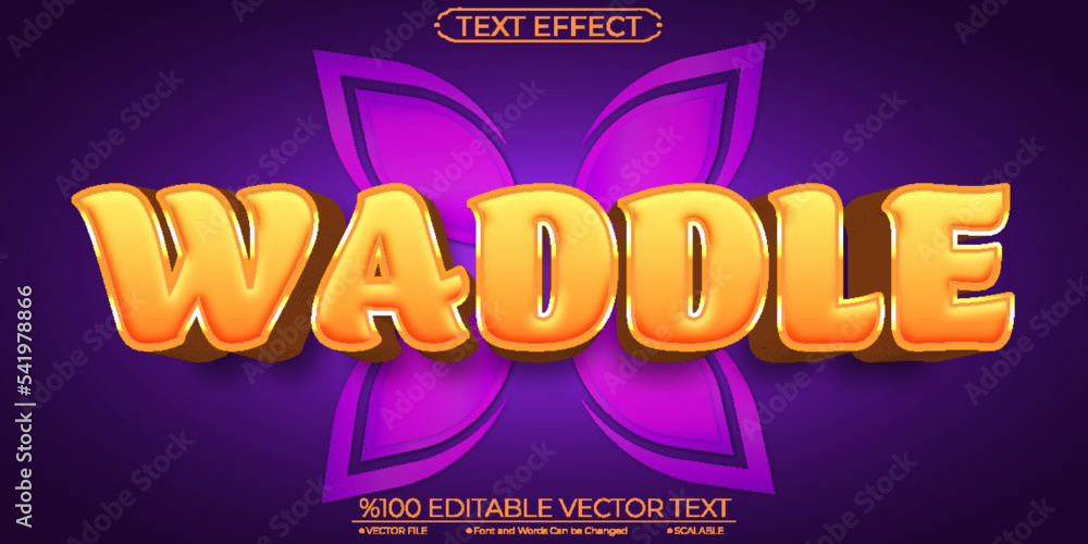 Cute Cartoon Shiny Waddle Editable and Scalable Vector Text Effect ...