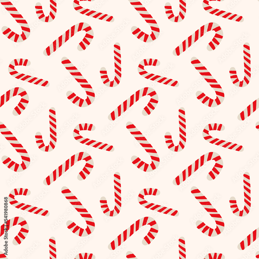Candy Canes Seamless Pattern. Vector illustration. Stock Vector | Adobe Stock