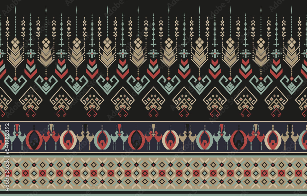 tribal pattern, Digital textile design motif with geometrical border ...