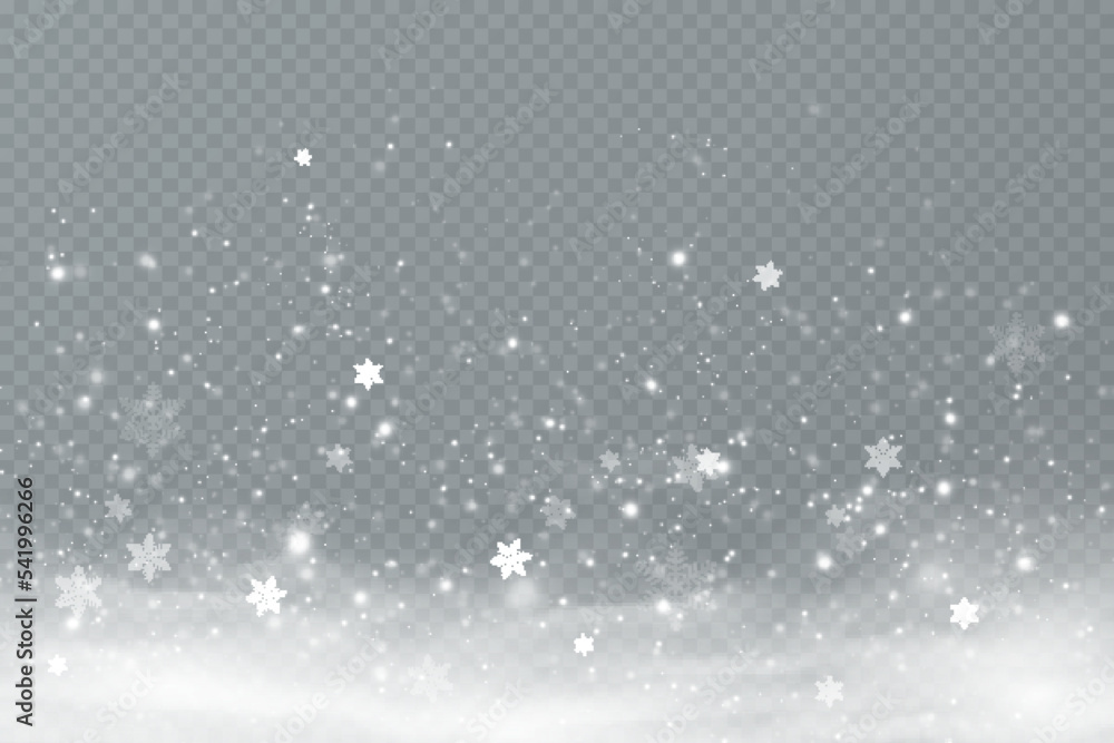 Realistic falling snow.Christmas background.Isolated on transparent ...