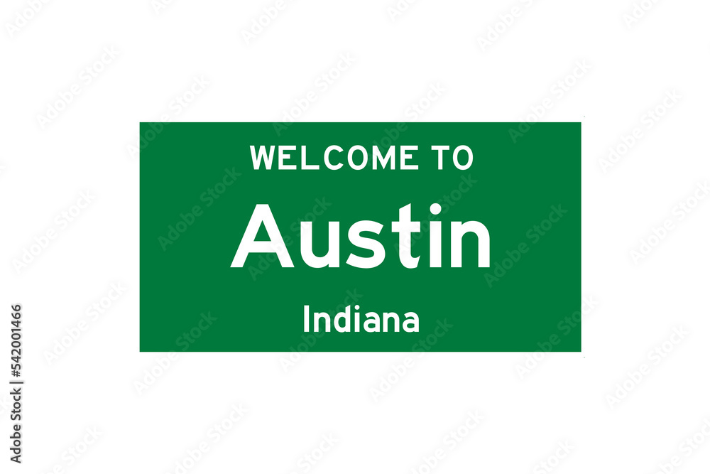 Austin, Indiana, USA. City limit sign on transparent background. Stock ...