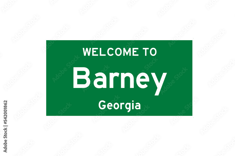 Barney, Georgia, USA. City limit sign on transparent background. Stock ...