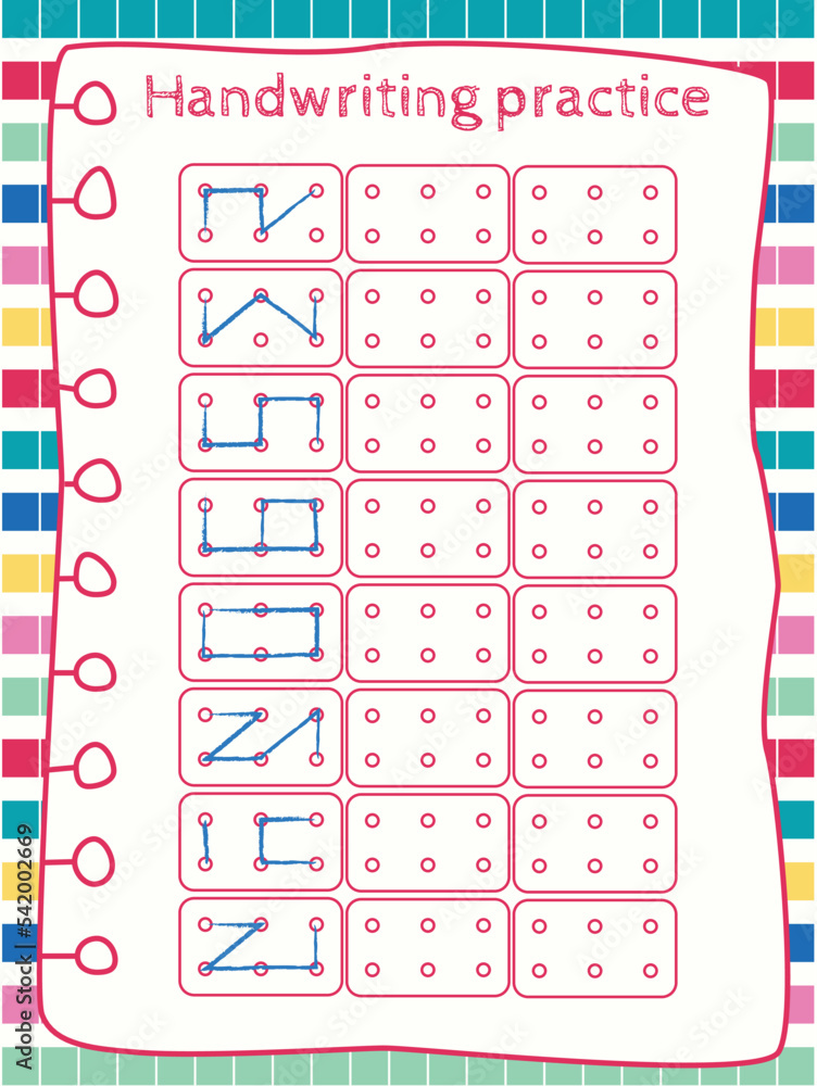 Handwriting practice with pencils and notebooks. Tracing lines for kids ...