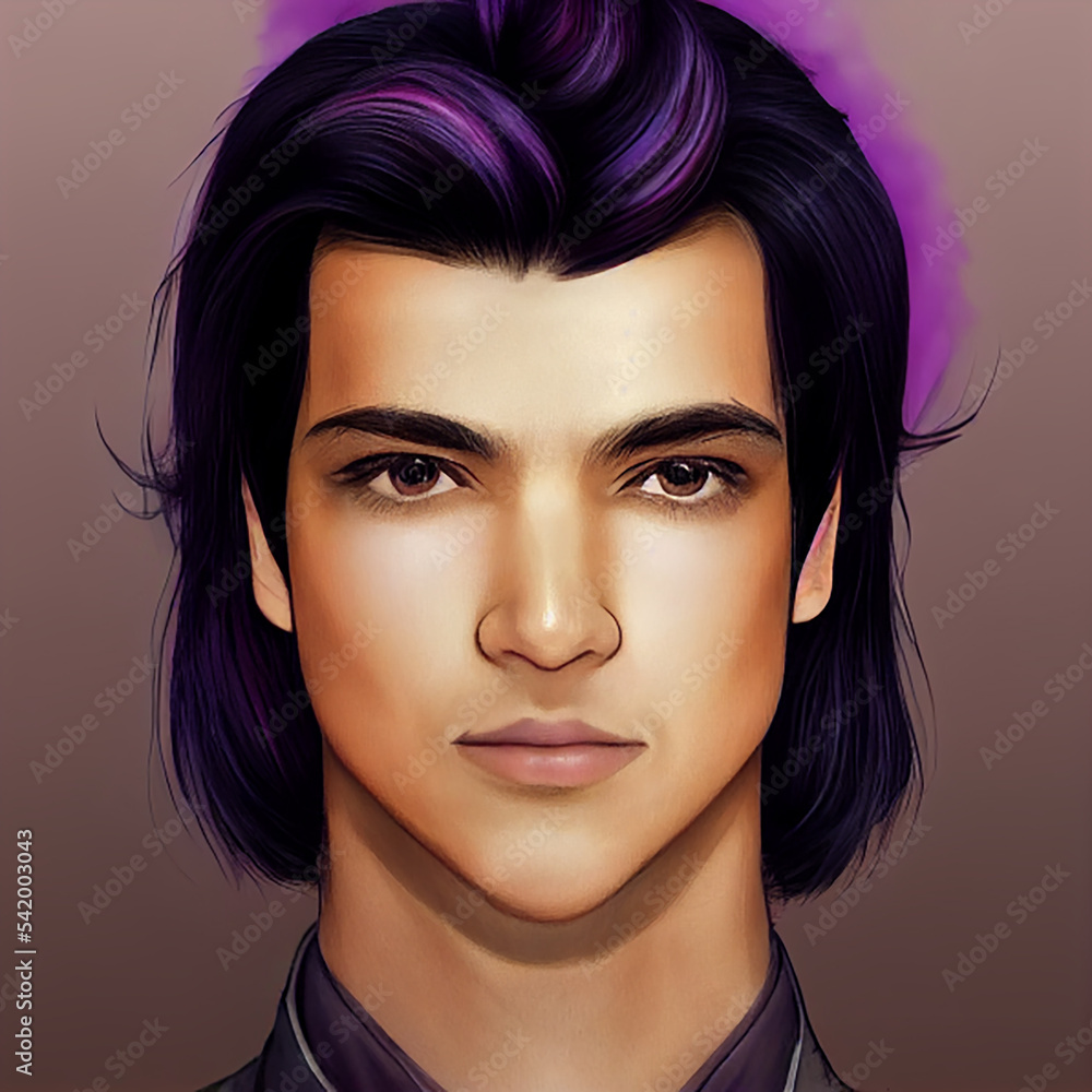 handsome boy, slightly round shaped fair face with jaw lines, Black ...