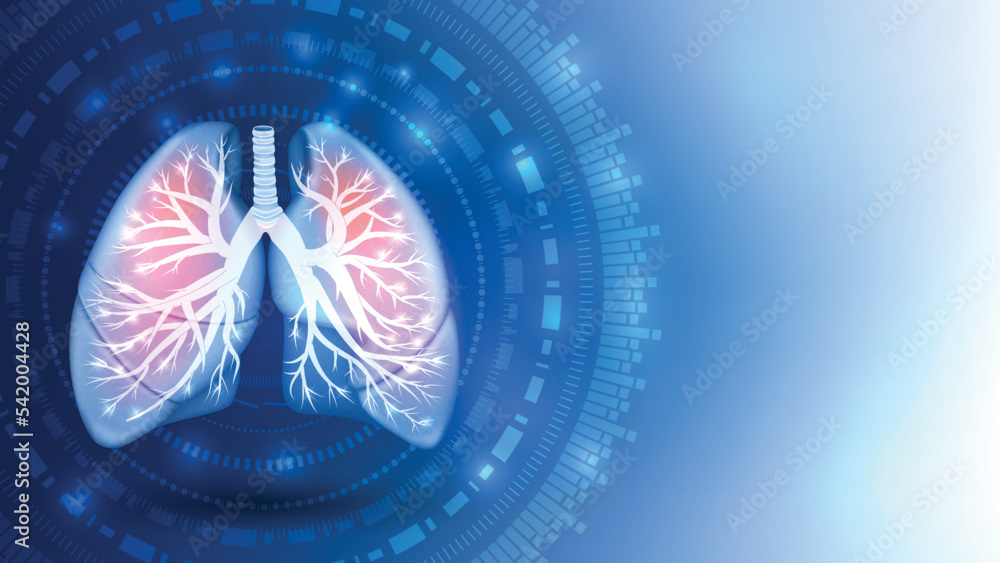 Lungs anatomy structure and health care concept abstract blue ...