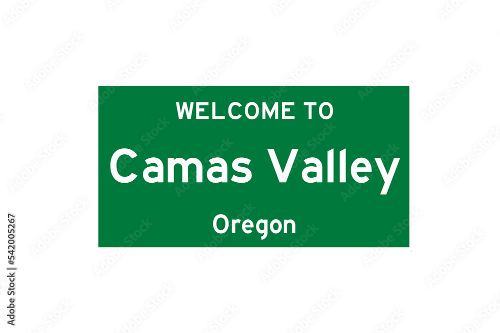 Camas Valley, Oregon, USA. City limit sign on transparent background ...