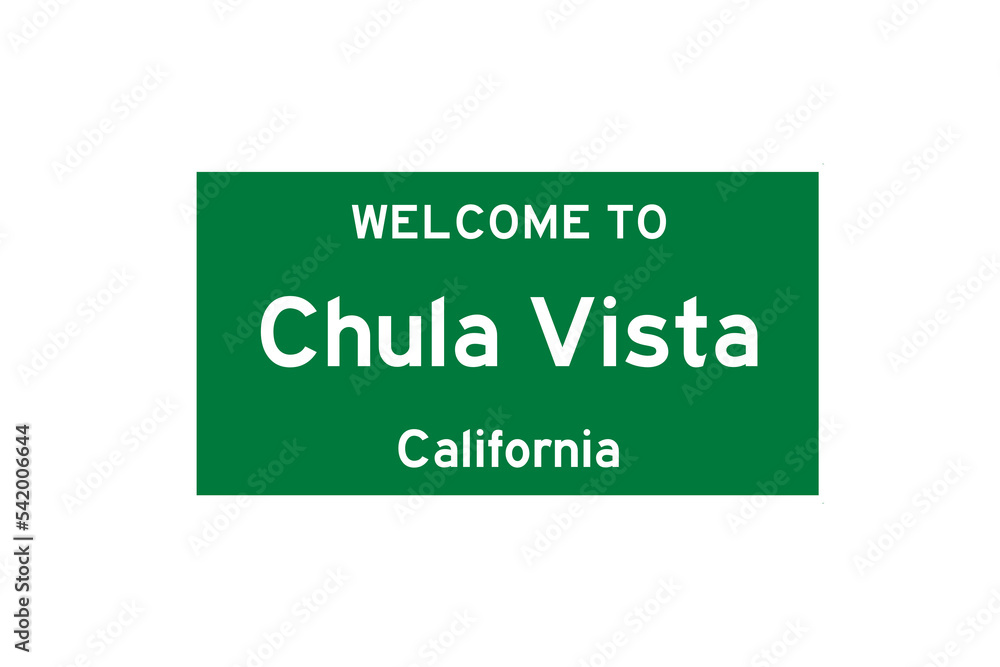 Chula Vista, California, USA. City limit sign on transparent background ...