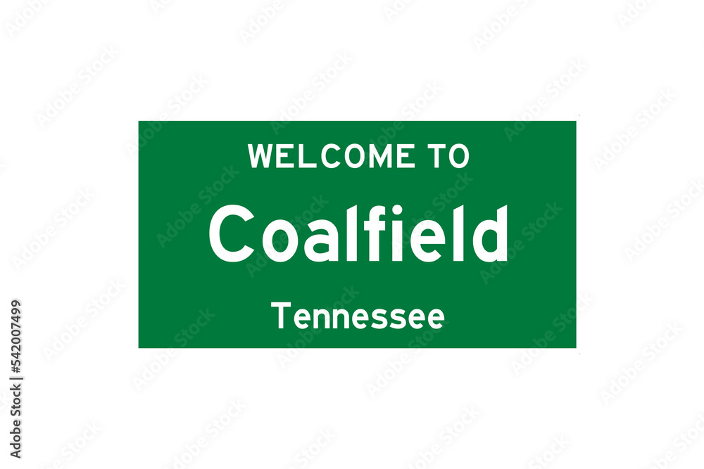Coalfield, Tennessee, USA. City limit sign on transparent background ...