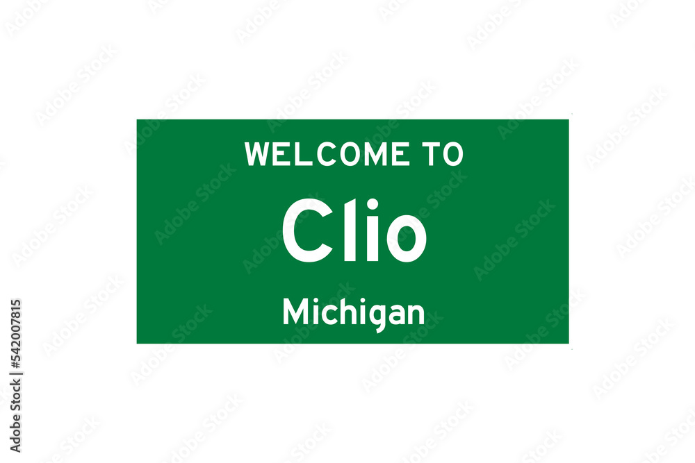 Poster Clio, Michigan, USA. City limit sign on transparent background ...
