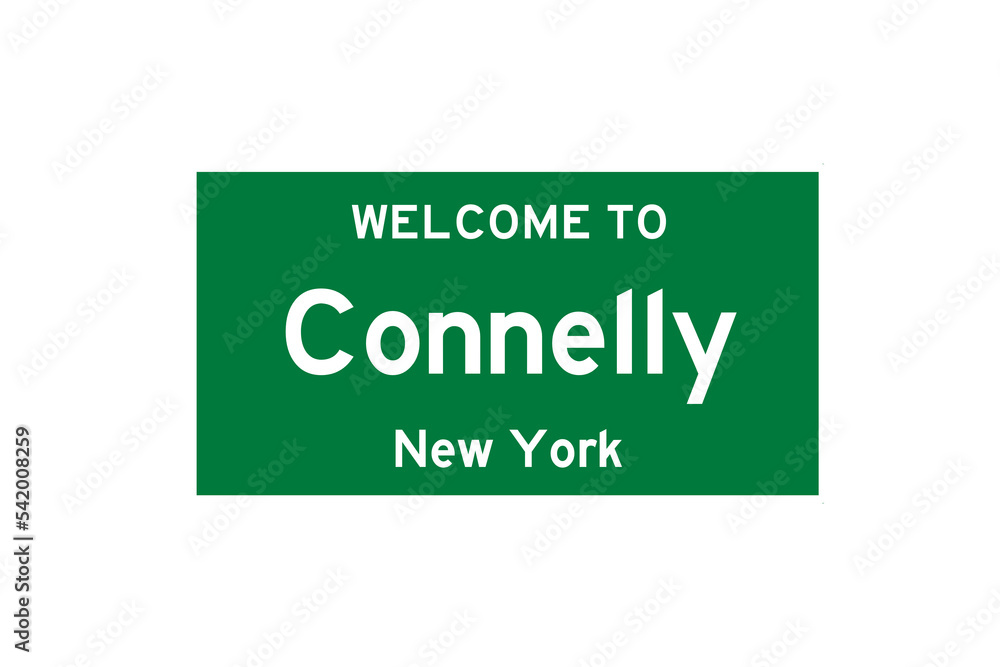 Connelly, New York, USA. City limit sign on transparent background ...