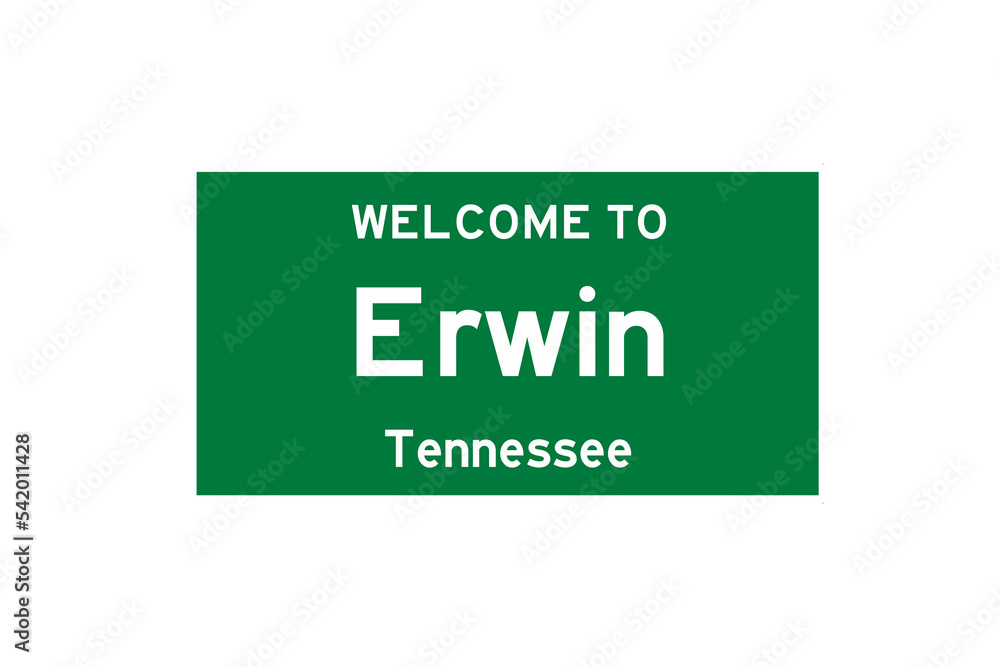 Erwin, Tennessee, USA. City limit sign on transparent background. Stock ...