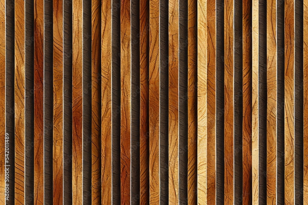 Texture of wood lath wall background. Seamless pattern of modern wall ...