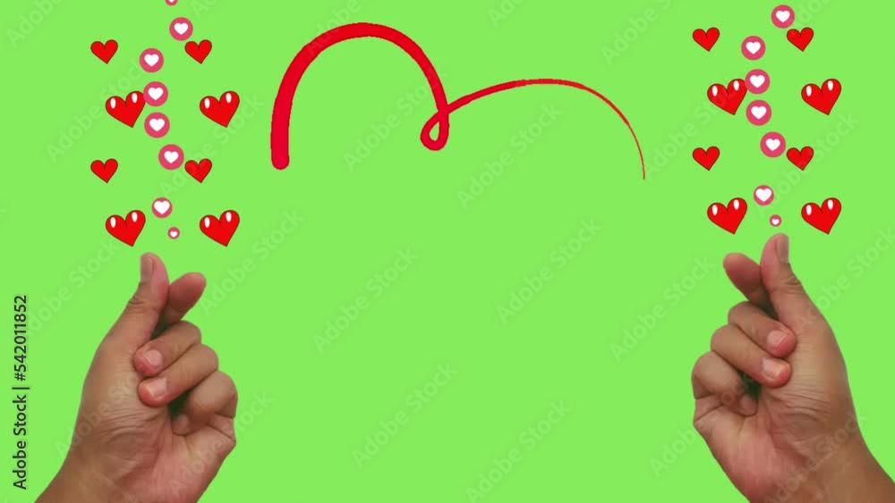 Heart in Hands Symbol, Love and Heart Sign Symbol on a Green Screen ...