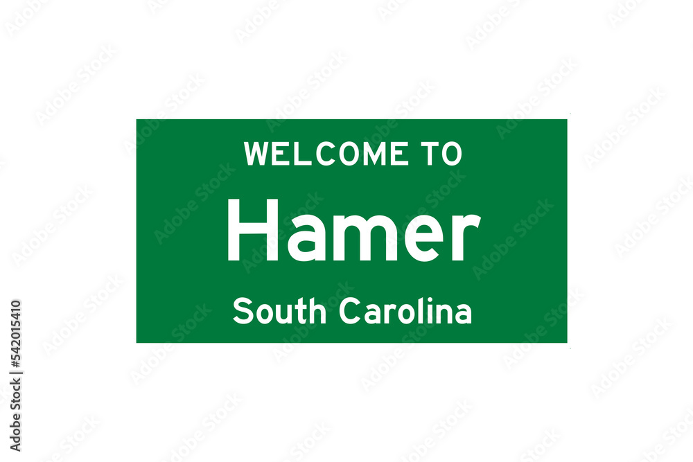 Hamer, South Carolina, USA. City limit sign on transparent background ...