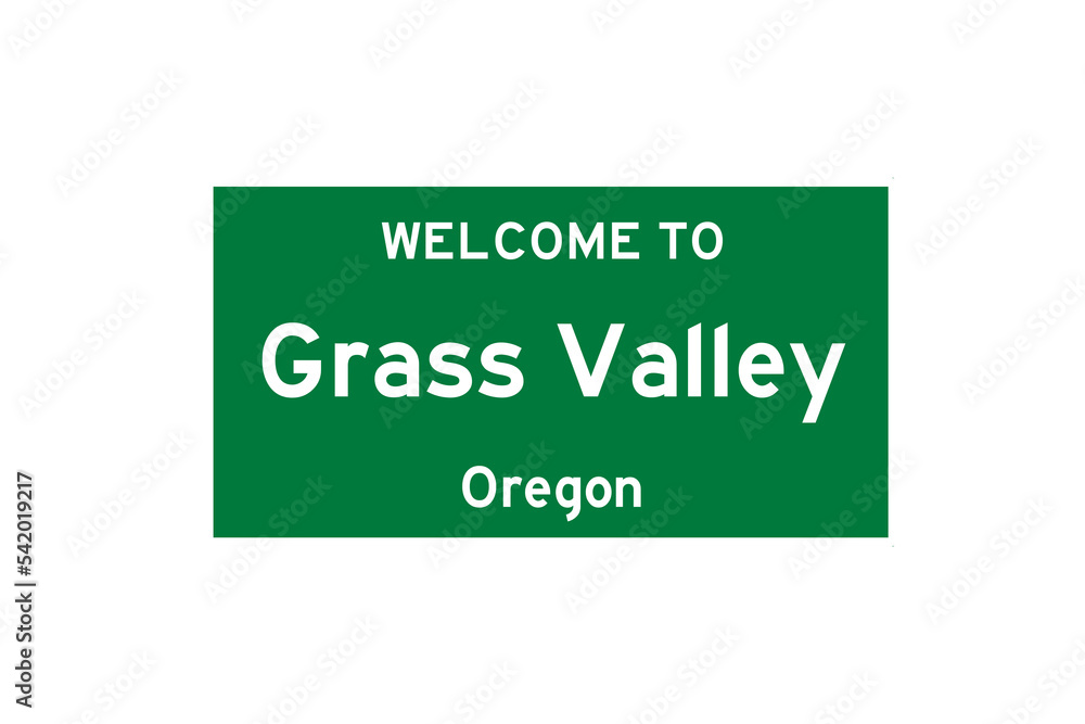 Grass Valley, Oregon, USA. City limit sign on transparent background ...