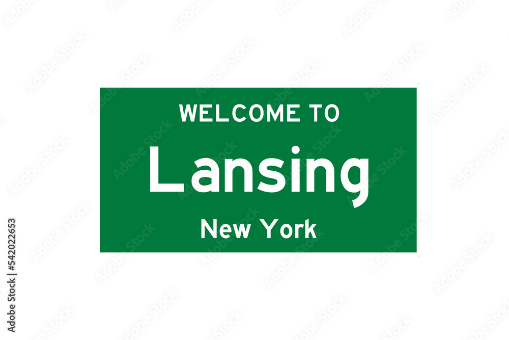 Lansing, New York, USA. City limit sign on transparent background ...