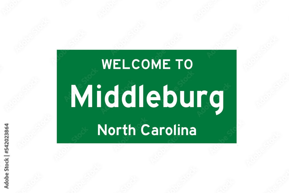 Middleburg, North Carolina, USA. City limit sign on transparent ...
