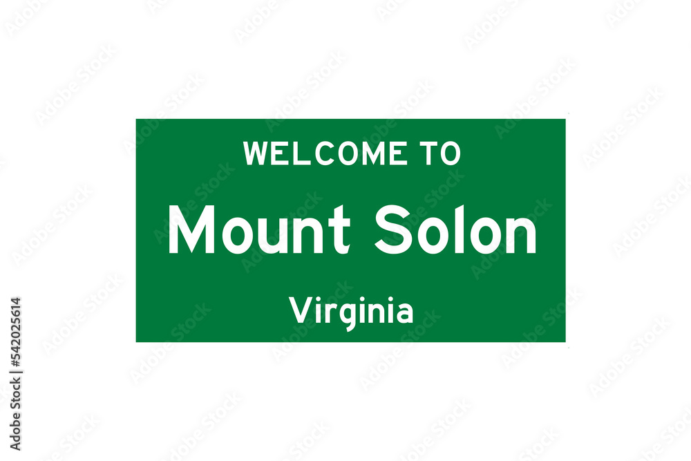 Mount Solon, Virginia, USA. City limit sign on transparent background ...