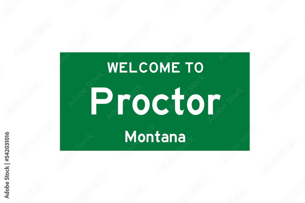 Proctor, Montana, USA. City limit sign on transparent background. Stock ...
