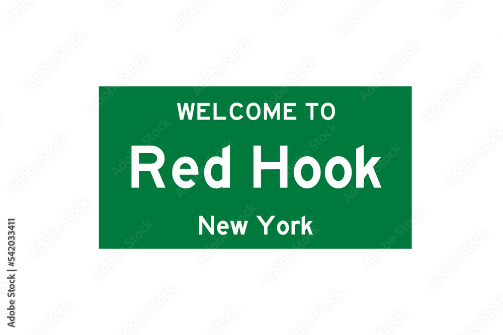 Red Hook, New York, USA. City limit sign on transparent background ...