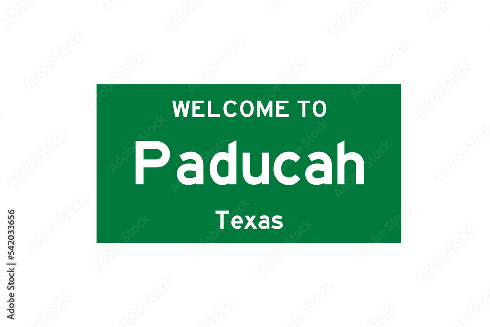 Paducah, Texas, USA. City limit sign on transparent background. Stock ...