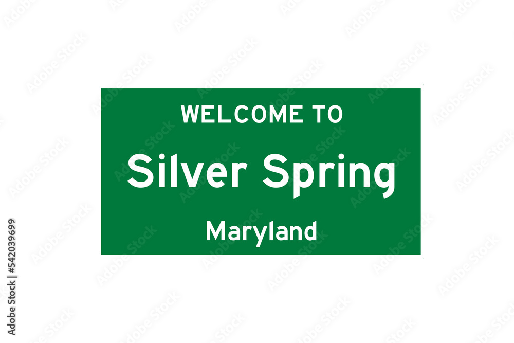 Silver Spring, Maryland, USA. City limit sign on transparent background ...