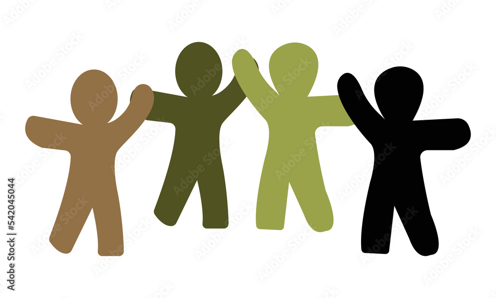 Concept of the human chain and solidarity with a group of aligned ...