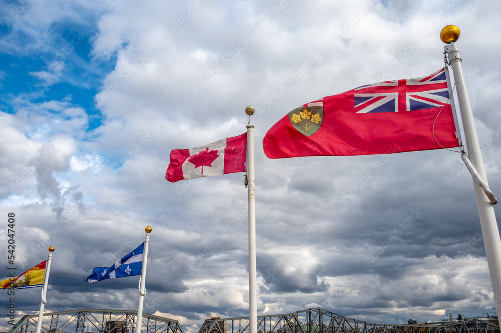 Canadian provincial flags at the Canadian Museum of History. Stock ...