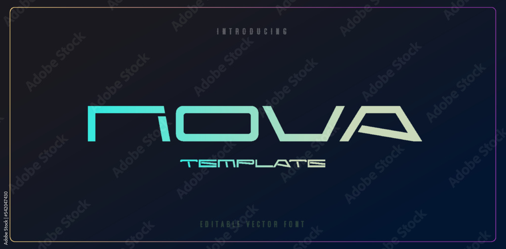 Nova text abstract digital modern alphabet font template. Typography ...