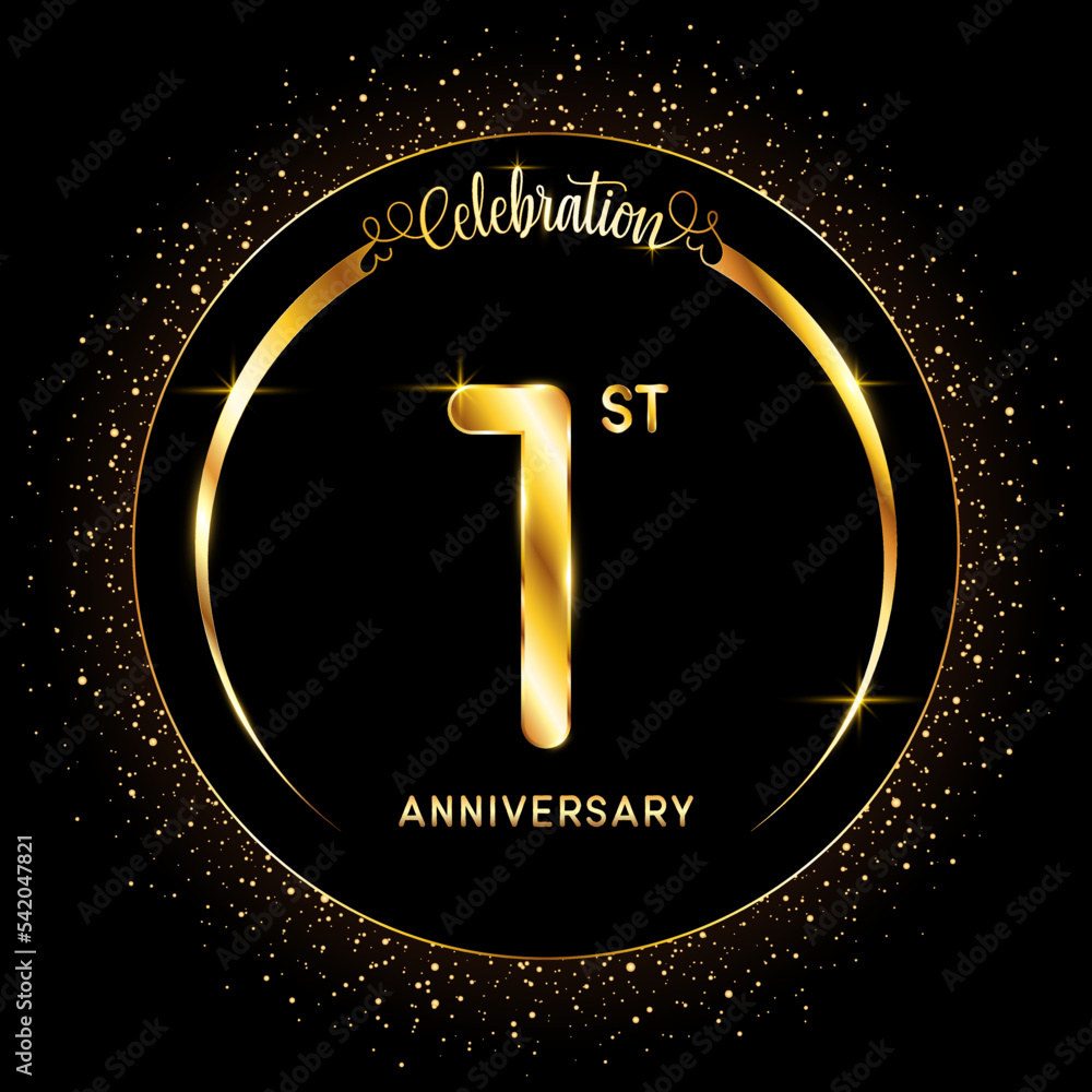 1st Anniversary. Perfect logo design to celebrate Anniversary with gold ...