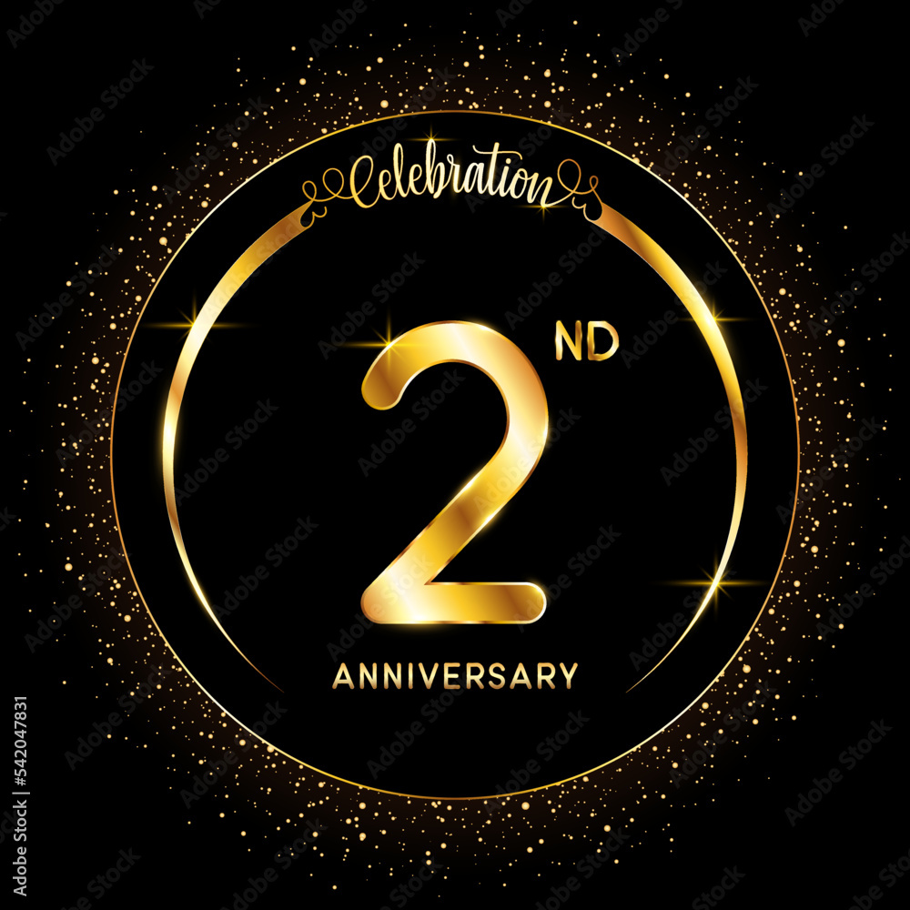 2nd Anniversary. Perfect logo design to celebrate Anniversary with gold ...