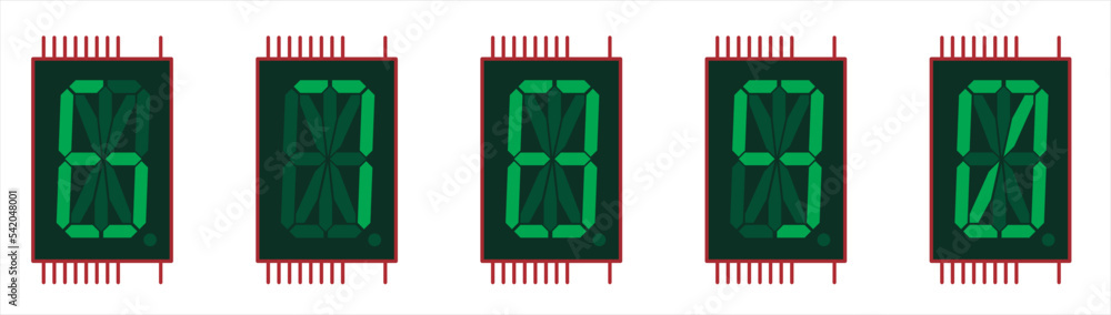 Vector image of a single-digit sixteen-segment liquid crystal indicator ...