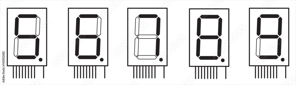Plakat Vector image of a single-digit seven-segment liquid crystal ...