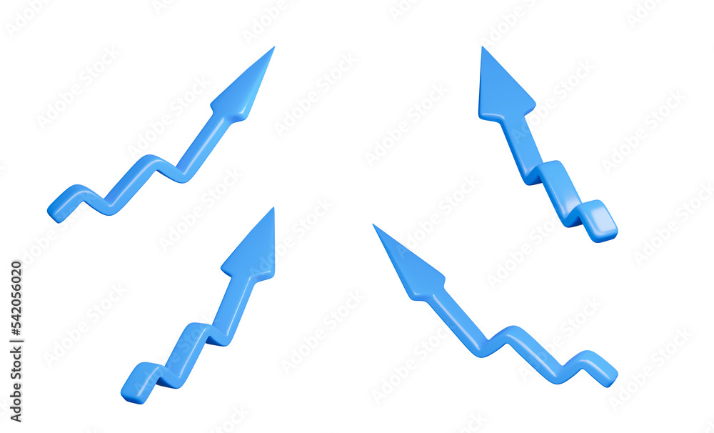 Set of 3d blue arrow with different angle. Sign of difficult arrows ...