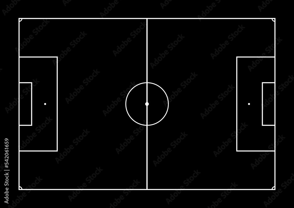 Football pitch - sport - black and white - overhead/birds eye view ...