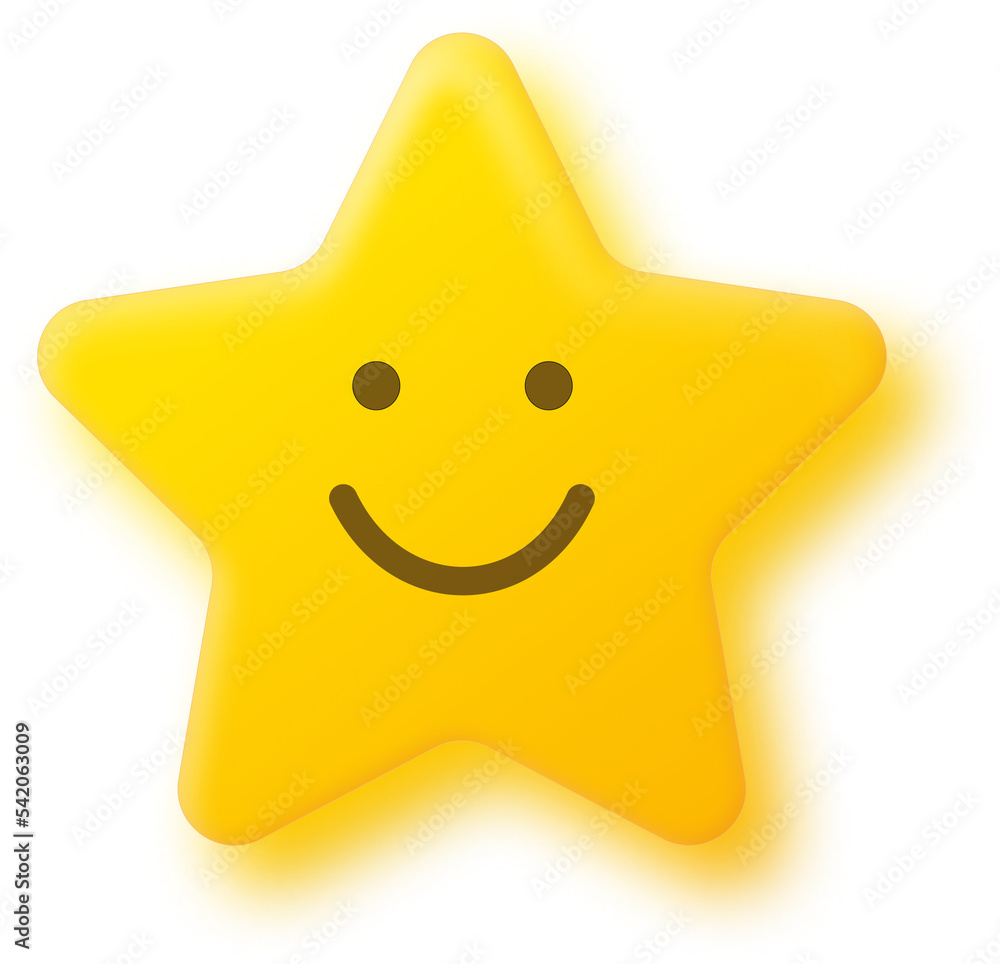 Stockillustratie Yellow smiling star isolated on transparent background ...