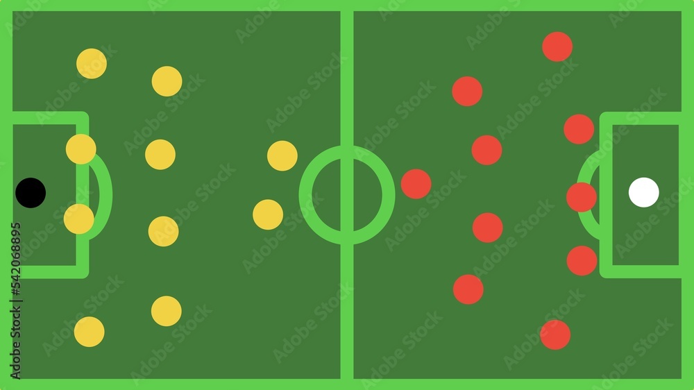 Tactical graphic of soccer football playing systems on white board ...