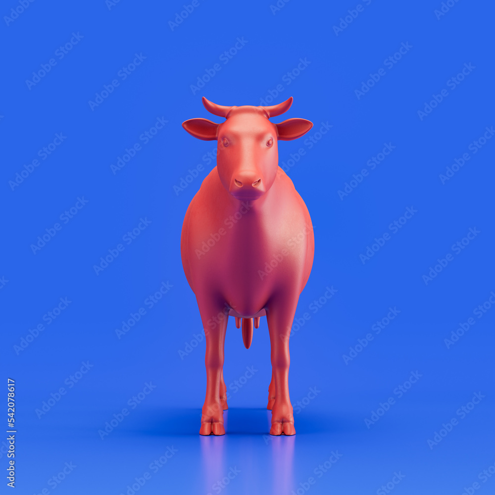 Cow monochrome single color animal. Red color single animal from front ...