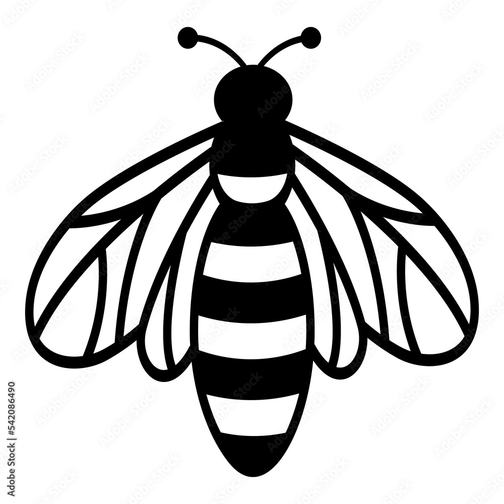 minimalistic bee design with transparent background Stock Illustration ...