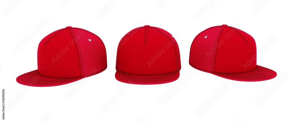 Red baseball cap. Realistic front and side view red baseball cap ...