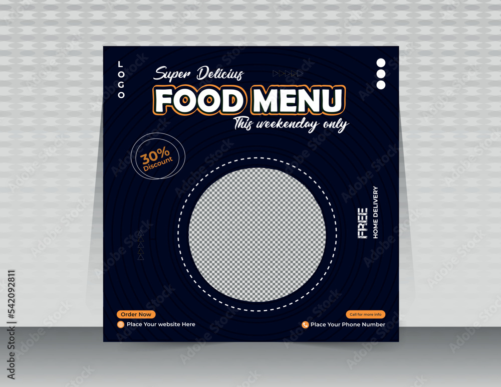 Restaurant menu design template Food menu social media post banner ...
